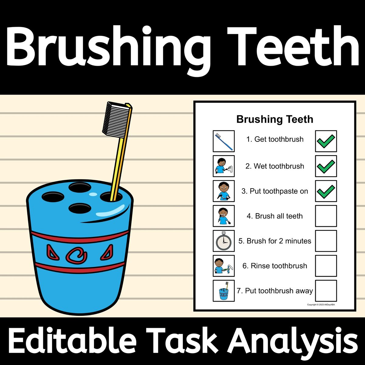 Brushing Teeth Task Analysis Toothbrushing Visuals and Data Sheet for ...