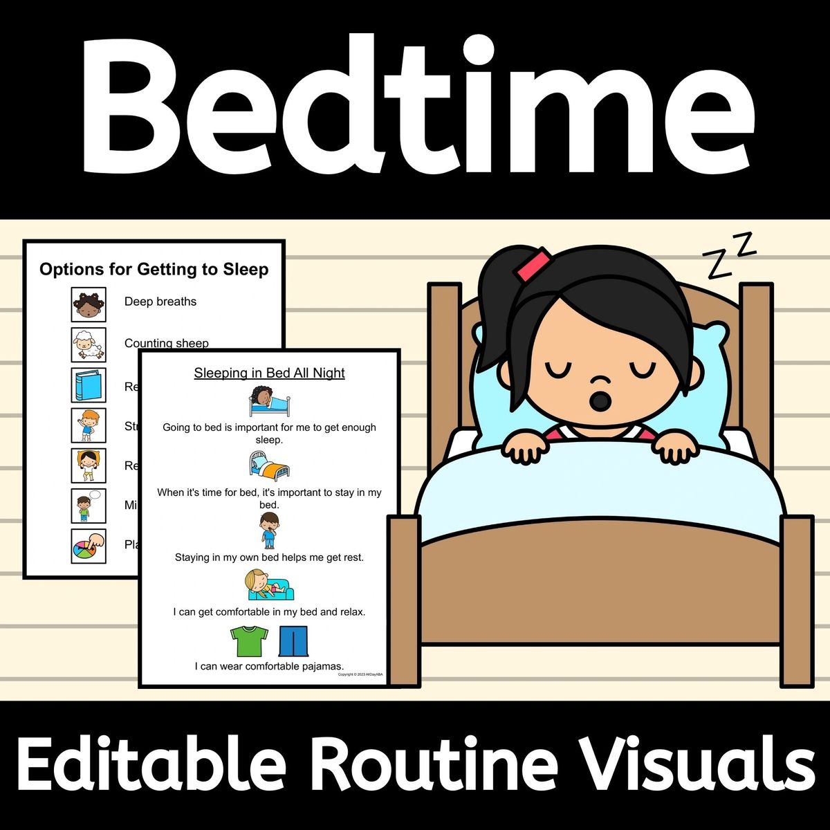 Bedtime Routine Visuals for Kids with Autism and Staying in Own Bed All ...