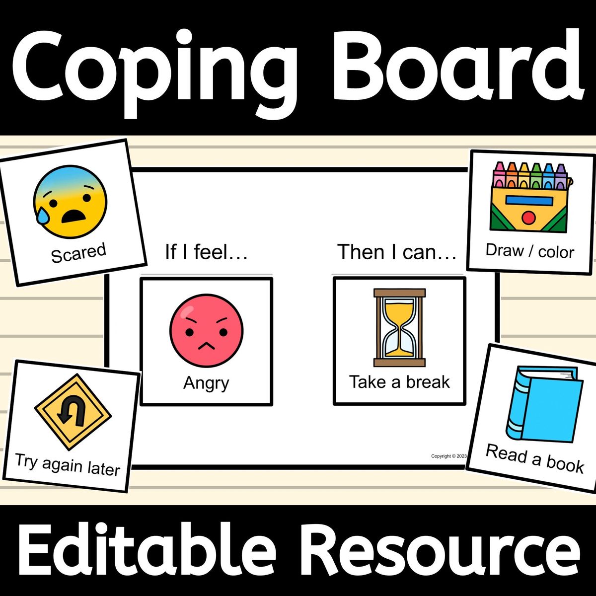 Coping Skills Board EDITABLE with Calm Down Cards for Autism, Special ...