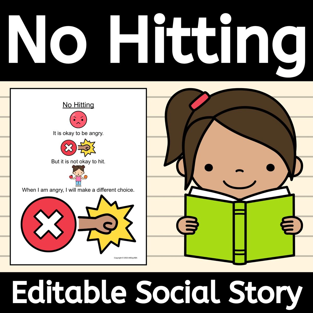 No Hitting Social Story Editable with Emotional Regulation Coping ...