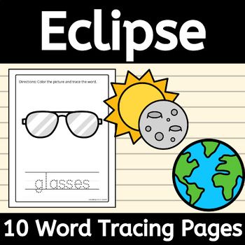Solar and Lunar Eclipse Tracing Worksheets and Coloring Activities