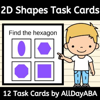 2D Shapes Task Cards for Receptive Identification in ABA and Speech Therapy