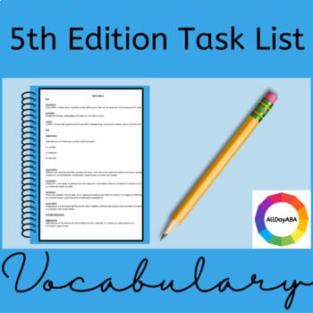 5th Edition Task List Vocabulary Study Booklet for BCBA Exam Prep in ...