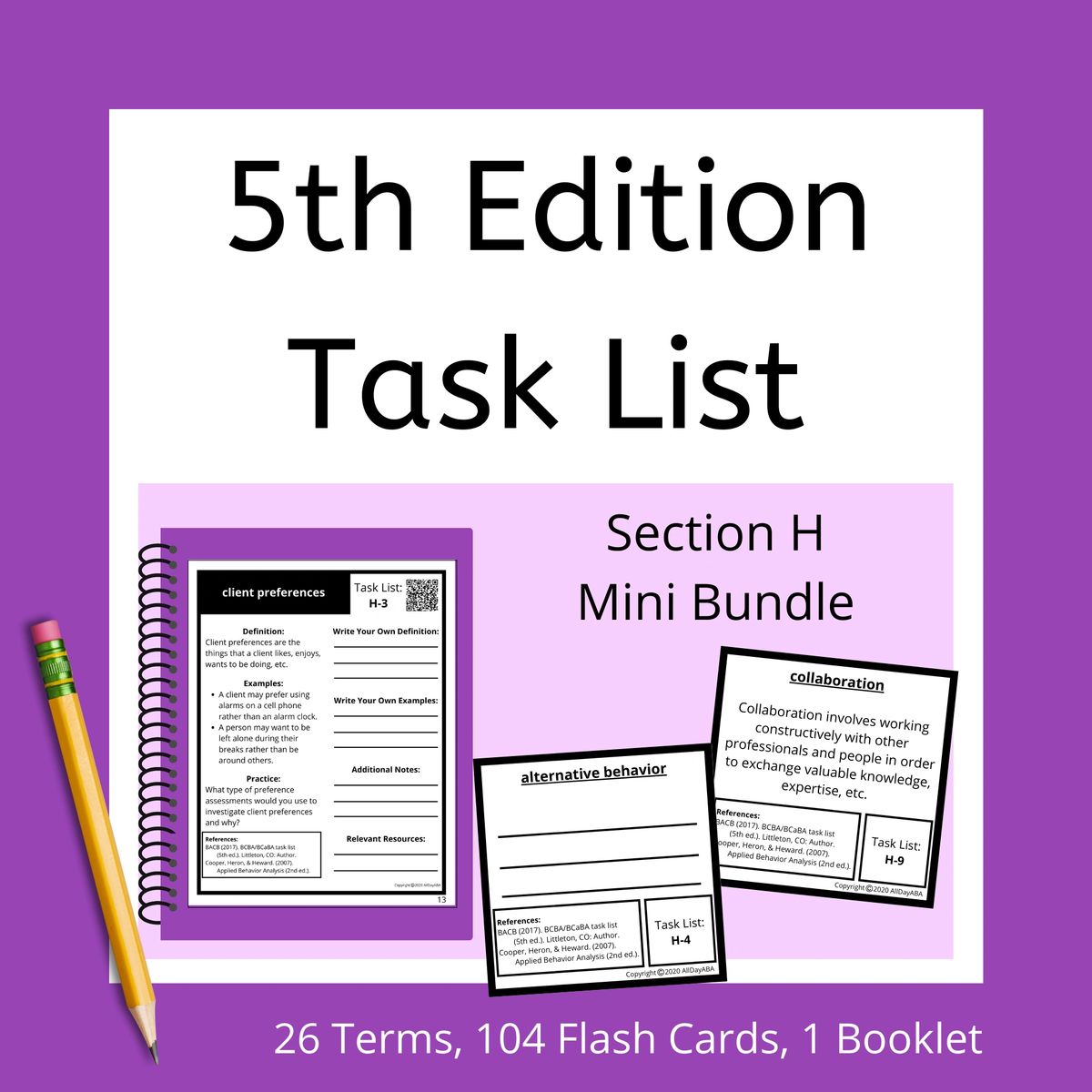Section H 5th Edition Task List Mini Bundle for ABA and BCBA Exam Prep ...