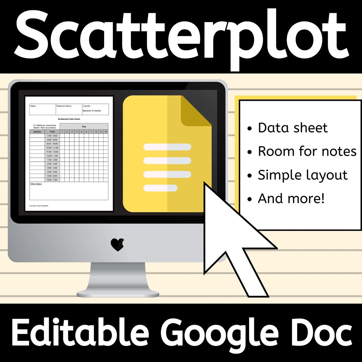 Editable ABA Scatter Plot Data Sheet