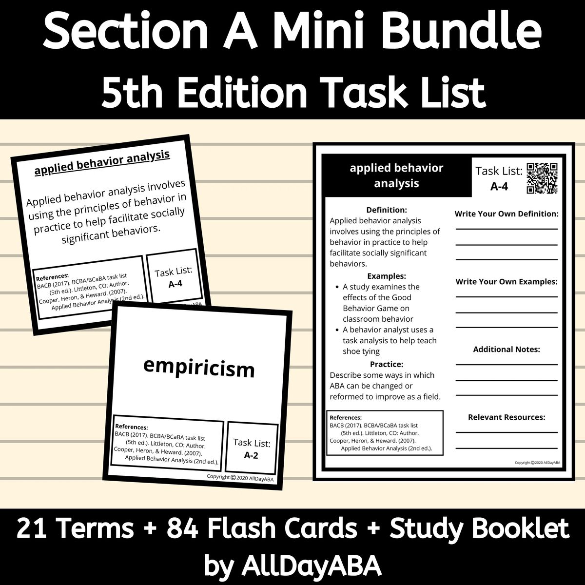 Section A 5th Edition Task List Mini Bundle for ABA and BCBA Exam Prep ...