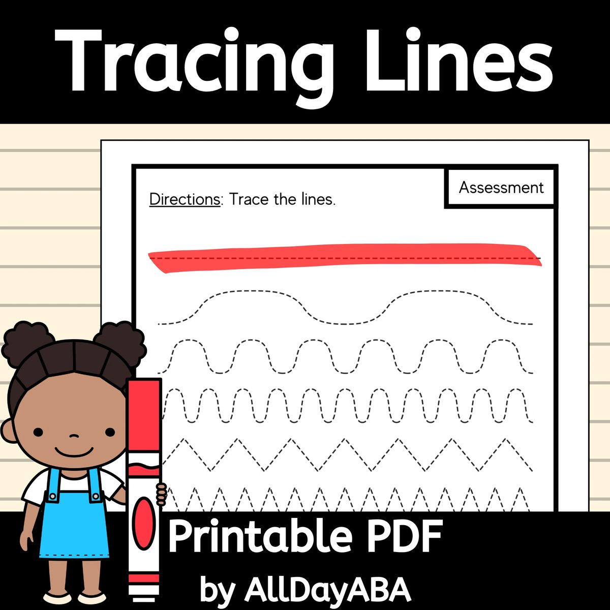 Line Tracing Practice Worksheets for Pencil Control - Preschool, ABA, OT