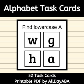 Capital and Lowercase Letters Alphabet Task Cards for Receptive ...