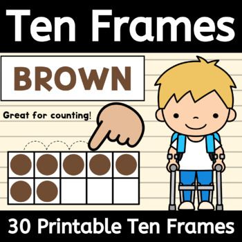 Brown Printable Ten Frames with Blank Frame for Counting to 10