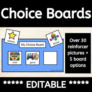 Editable Choice Board Reinforcement Menu