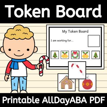 Christmas Token Board with Tokens for ABA Therapy and Behavior Management