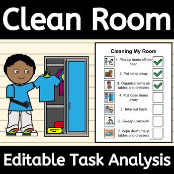 Cleaning My Room Task Analysis Bedroom Visuals and Data Sheet EDITABLE ...