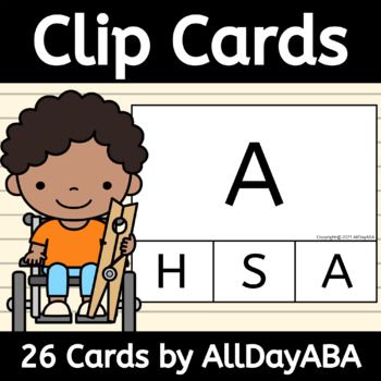 Capital Letter Matching Alphabet Clip Cards for ABA Therapy, Special ...