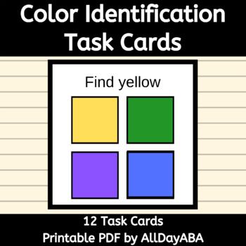 Color Identification Task Cards for Receptive Identification in ABA and ...