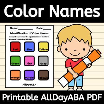 FREE Identifying Color Names Coloring Worksheet for Preschool ...