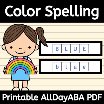 Color Spelling Strips for Learning Colors in Preschool and Kindergarten