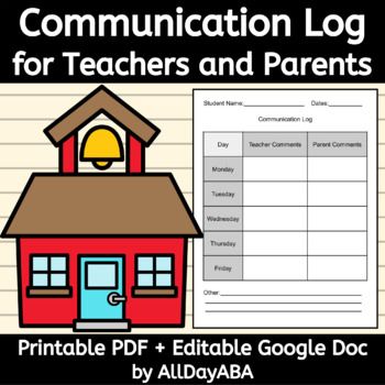Editable Parent Teacher Back to School Communication Log with Printable ...