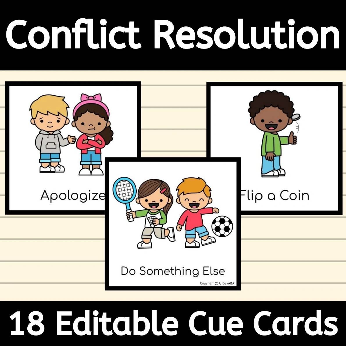 Conflict Resolution Situation Cards Visual Cues with Autism Coping ...
