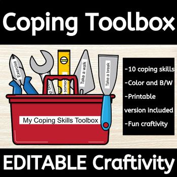 Coping Skills Toolbox Craftivity EDITABLE Craft Activity Calm Down ...