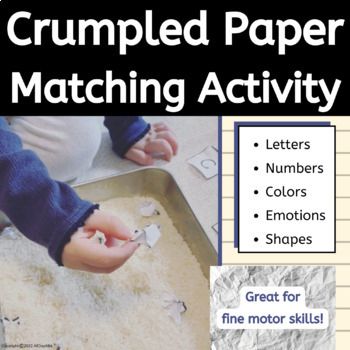 Crumpled Paper Matching Activity for Fine Motor Skills with Basic Concepts