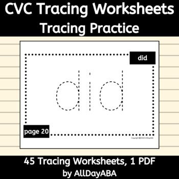 Tracing Words - Tracing Worksheets - CVC Words - ABA, Autism Printables, OT
