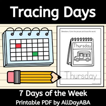 Days of the Week Word Tracing Pages - Printable Coloring Sheet + Trace ...