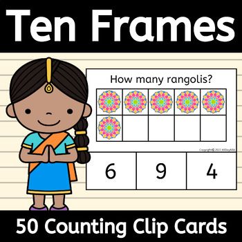 Diwali Ten Frames Count and Clip Cards for Counting 1-10, ABA, Special ...