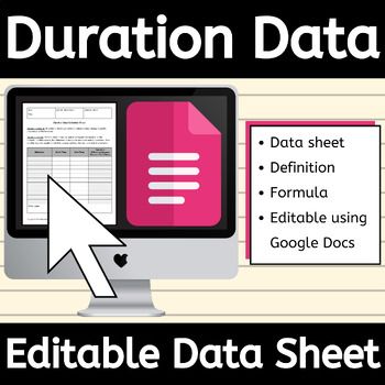 Editable Duration Data Collection Sheet for Recording, ABA Tracking ...