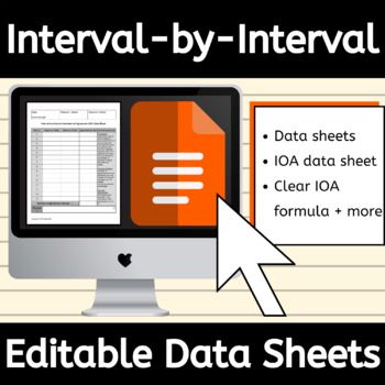 Editable Interval-by-Interval Interobserver Agreement IOA Data Sheet ...