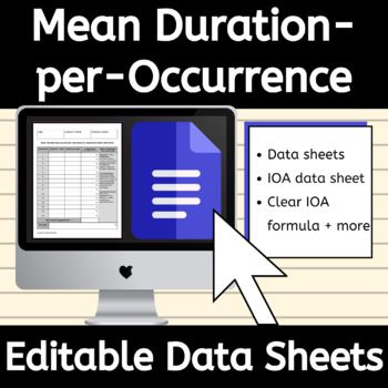 Editable Mean Duration-per-Occurrence IOA Data Sheet Google Doc™ for ...