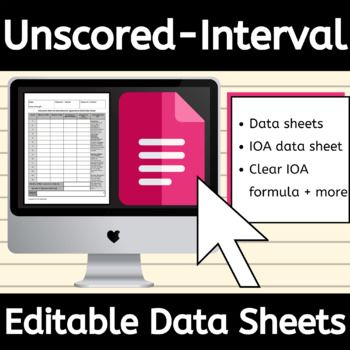 Editable Unscored-Interval Interobserver Agreement IOA ABA Data Sheet ...