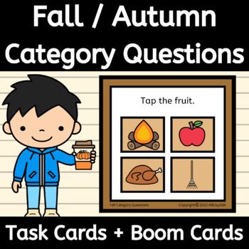 Fall Category Questions Task Cards and Boom Cards for Autumn Speech ...