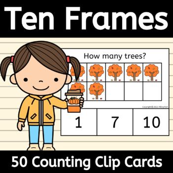 Fall / Autumn Ten Frames Count and Clip Cards for Counting 1-10, ABA ...