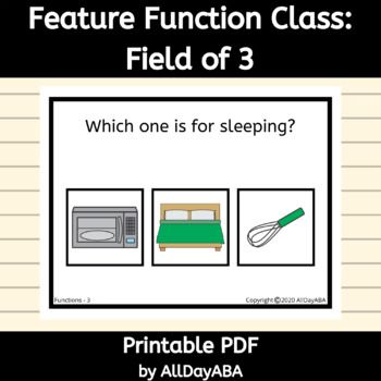 Feature Function Class - Autism Resources - Field of 3 Full Page Task Cards