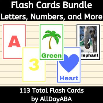 Flash Cards Bundle - Letters, Numbers, Colors, Animals, Shapes - ABA, DTT