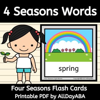 Four Seasons Sight Words Flash Cards for Matching with Pictures ...