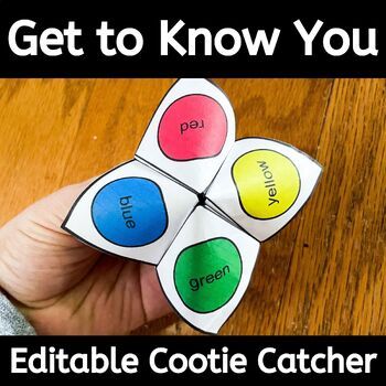 Get to Know You Fortune Teller Cootie Catcher Game for Back to School ...