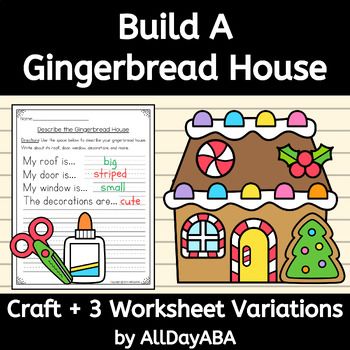 Build a Gingerbread House Craft with Describe and Writing Activity for ...