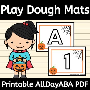 Halloween Playdough Mats for Letters of the Alphabet and Numbers 0-10