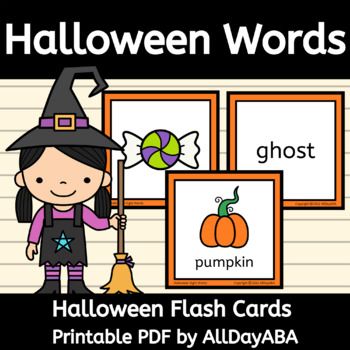 Halloween Sight Words Flash Cards for Matching Pictures Practice with ...