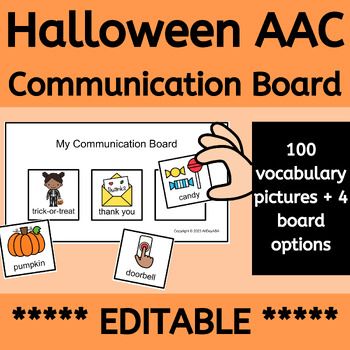 Editable Halloween AAC Communication Board for Trick-or-Treating and Autism