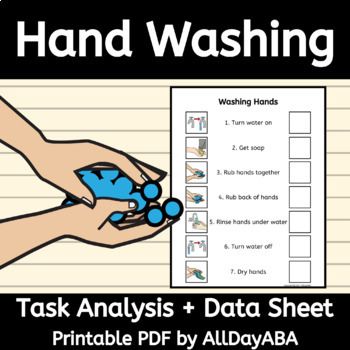 Hand Washing Task Analysis Visual Schedule and Data Sheet for ABA Therapy