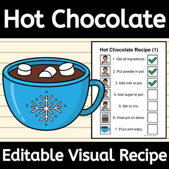Hot Chocolate Visual Recipe EDITABLE for How to Make Cocoa Task Analysis