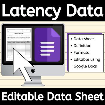 Editable Latency Data Collection Sheet for Recording, ABA Tracking ...