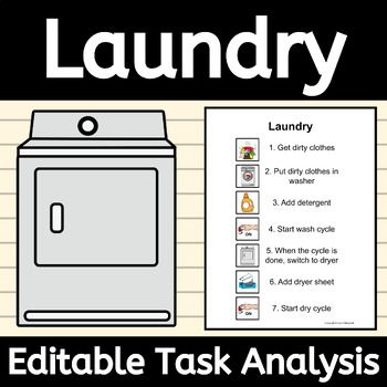 Doing Laundry Task Analysis EDITABLE Visuals and Data Sheet for ABA