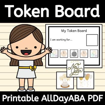 New Year's Token Board with Tokens for ABA Therapy and Behavior Management