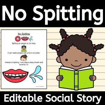 No Spitting Social Story for Autism and Special Education EDITABLE