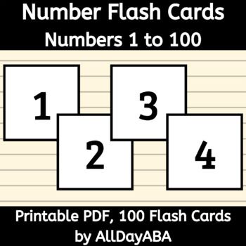 Numbers 1-100 Flash Cards with Square Flashcards for ABA Therapy and ...