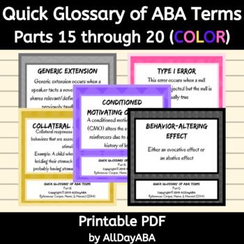 Quick Glossary of ABA Terms - Parts 15 through 20 - Flash Cards - by ...
