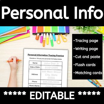 Personal Information Practice Special Education and ABA Filling Out ...